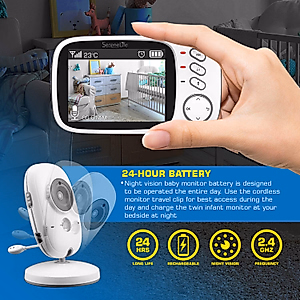 SereneLife Video Baby Monitor Long Range - Upgraded 850’ Wireless Range, Night Vision, Temperature Monitoring and Portable 2” Color Screen USA SLBCAM20