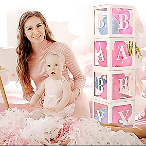 Baby Box Baby Shower Decorations Clear Baby Shower Decorations Block Boxes Baby Shower Birthday Party Gender Reveal Baby Boxes with Letters for Baby Shower