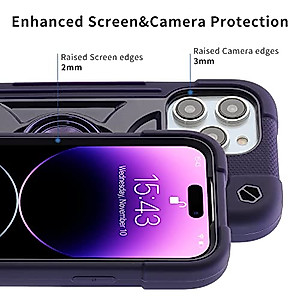 MARKILL Compatible with iPhone 14 Pro Max Case 6.7 Inch with Ring Stand, [Soft Silicone and Hard Plastic ] Heavy-Duty Military Grade Shockproof Phone Cover for iPhone 14 Pro Max. (Deep Purple)