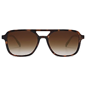 SOJOS Retro Aviator Sunglasses for Women Men,Trendy Rectangle Womens Mens Shades Sun Glasses SJ2202 Tortoise Frame Brown Grading Lens