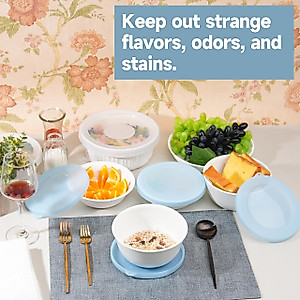 KIICII 4 Pack Silicone Lids for Corelle Vitrelle 18-Oz Soup/Cereal Bowls, Freezer & Microwave & Dishwasher Safe (Bowl not included)