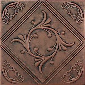 A La Maison Ceilings R02 Diamond Wreath Foam Glue-up Ceiling Tile (21.6 sq. ft./Case), Pack of 8, Antique Copper Orange