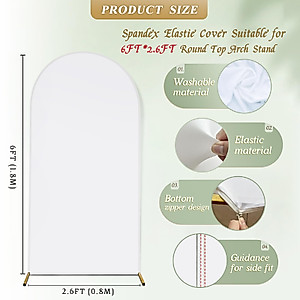 ZpigToor Spandex Fitted Arch Backdrop Cover Chiara Backdrop Cover,2-Sided Wedding Arch Cover for Wedding Ceremony Birthday Party Baby Shower Banquet Decoration (2.6 x 6 ft, White)(Frame Not Included)