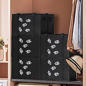 kaenne 3-pack Cube Storage Bins, Black Leaves Cube Storage Bins, Foldable Storage Cubes,fabric Storage Cubes, Cube Storage Organizer, Collapsible Storage Bins
