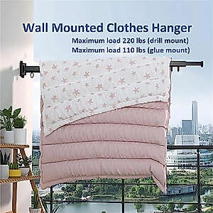 MANYHORSES Retractable Clothes Drying Rack,Wall Mounted Clothes Hanger Rack,Tri-Fold,Space-Saver,Collapsible Drying Racks for Laundry,Balcony,Mudroom,Bathroom (Windproof Ring-Black)