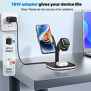 Magnetic Charging Station, 5 in 1 for MagSafe Charger Stand for iPhone 15 14 13 12 Series, Wireless Charger Fast Charging for Apple Watch 9 8 7 6 5 4 3 2 Ultra, Airpods Pro 3 2 (Black)