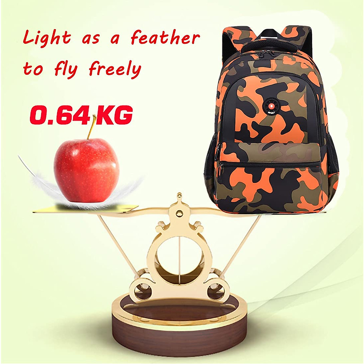 Ladyzone Camo School Backpack Lightweight Schoolbag Travel Camp Outdoor Daypack (Camo Orange) LZ003 One Size