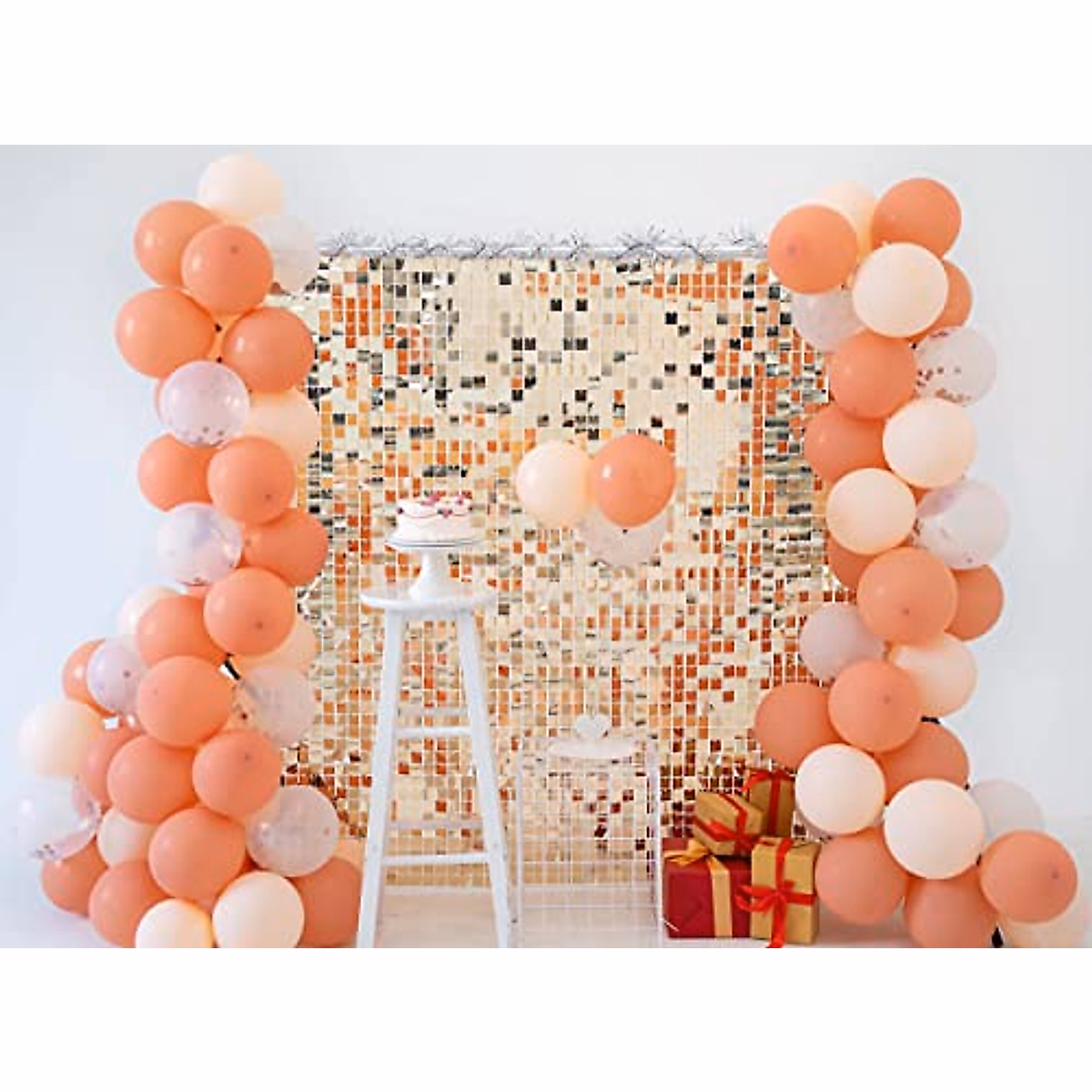 Kate Square Light Gold Sequin Wall Panels Shimmer Wall Birthday Party Backdrop Decorations (Pack of 12)