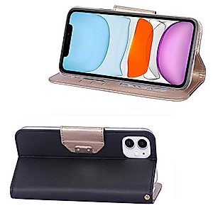 ProCase iPhone 11 Wallet Case for Women, Flip Folio Kickstand PU Leather Case with Card Holder Wristlet Hand Strap, Stand Protective Cover for iPhone 11 6.1” 2019 Release -Black