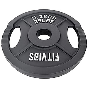 Signature Fitness Cast Iron Plate Weight Plate for Strength Training and Weightlifting, 2-Inch Center (Olympic), 25LB (Single)
