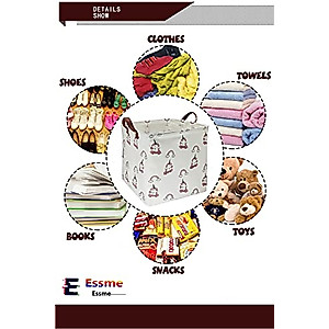 ESSME 3PACK Square Storage Bin,Cotton Fabric Laundry Baskets,Collapsible Waterproof Toy Storage Bin with Handles for Family Storage,Shelf Baskets,Bedroom(Rainbow Unicorns)