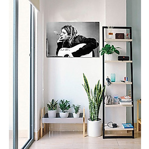 Kurt Cobain - Black & White Music Poster (Smoking With Signed Guitar) (Nirvana) (Size: 36" x 24") (Unframed)