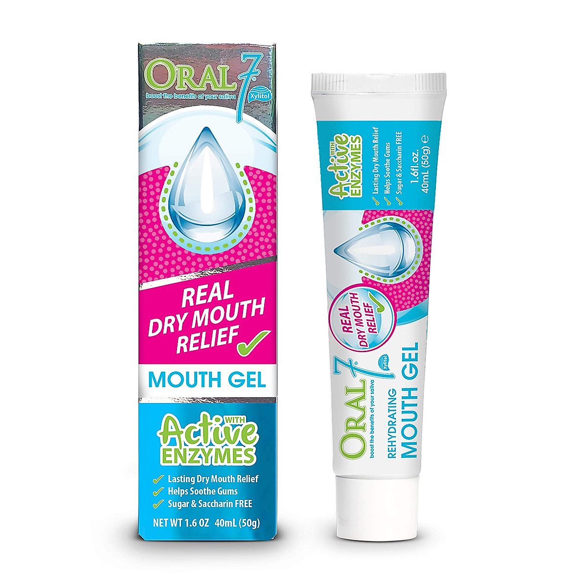 Oral7 - Dry Mouth Moisturizing Mouth Gel Containing Enzymes, Soothes and Protects Gums, Lasting Dry Mouth Relief, Promotes Gum Health and Fresh Breath, Oral Care and Dry Mouth Products 1.6 Ounces