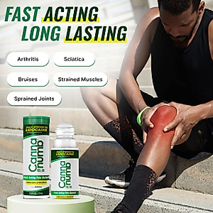 Cannanumb Hemp Oil Pain Relief Roll-On with Lidocaine | Fast Acting Pain Relief with Arnica + Boswellia + Menthol - Ideal for Arthritis, Sciatica, Strained Muscles, Joints, Backache & Bruises