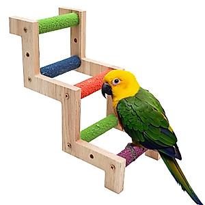 Bird Ladder Bridge, Wooden Parrot Hamster Climbing Ladder Toys, Bird Perch Stand, Bird Cage Accessories, Small Animals Climbing Toy for Parrot Hamster Rat Squirrel Sugar Gliders Parakeets Cockatiels