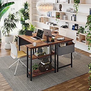 CubiCubi 40 Inch Small L Shaped Computer Desk with Storage Shelves Home Office Corner Desk Study Writing Table, Deep Brown