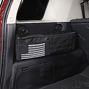 LLKUANG Trunk Organizer Tray Fit for Toyot@ FJ Cruiser 2007-2021 Oxford Cloth Multifunction Storage Box Rear Storage Organizer Multi-Compartment,1PCS (Black+American Flag, Left and Right)