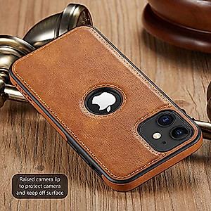 Casus Logo View Compatible with iPhone 12 Pro Max Case Slim Premium Vegan Leather Classic Luxury Elegant Thin Cover (2020) 6.7" (Brown)