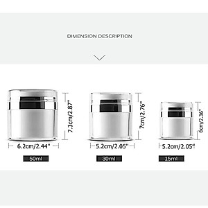 Cream Jar Vacuum Bottle Dispenser, 15/30/50 Ml Cream Jar Vacuum Bottle, Refillable Airless Pump Bottles, Portable Push Top Lotion Dispenser, Face Lotion Pump Dispenser for Travel (15 ML, 1 Pcs)