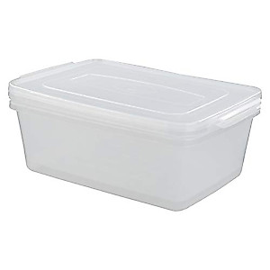 Inhouse 16 Quart Clear Storage Bin, Plastic Latching Box/Container with Lid, Set of 2