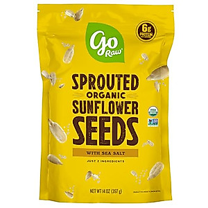 go Raw with Sea Salt Sprouted Organic Bag Keto Vegan Gluten Free Snacks Superfood, Sunflower Seeds, 14 Oz
