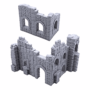 EnderToys Battle Ruined Walls, Terrain Scenery for Tabletop 28mm Miniatures Wargame, 3D Printed and Paintable