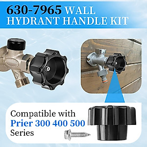 GJK 630-7965 Wall Hydrant Handle Kit Compatible with Prier Mansfield 300 400 & 500 Series Wall Hydrants, Wheel Shaped Frost Proof Hydrant Faucet Handle Parts, Outdoor Faucet Handle & Screw Kit