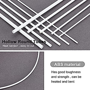 OLYCRAFT 30Pcs ABS Plastic Hollow Round Tubes 15.7" Length White Round Bar Rods 3mm 4mm 5mm 6mm 8mm Round Hollow Bar for DIY Sand Table Architectural Model Making