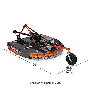 Titan Attachments 5 FT PRO Series Rotary Cutter, for Cat 1 Tractors with Rear 3 Point Hitch, Cast Iron Gear Box with Slip Clutch PTO Shaft, Brush Cutter Attachment, Mulches with Rear Discharge