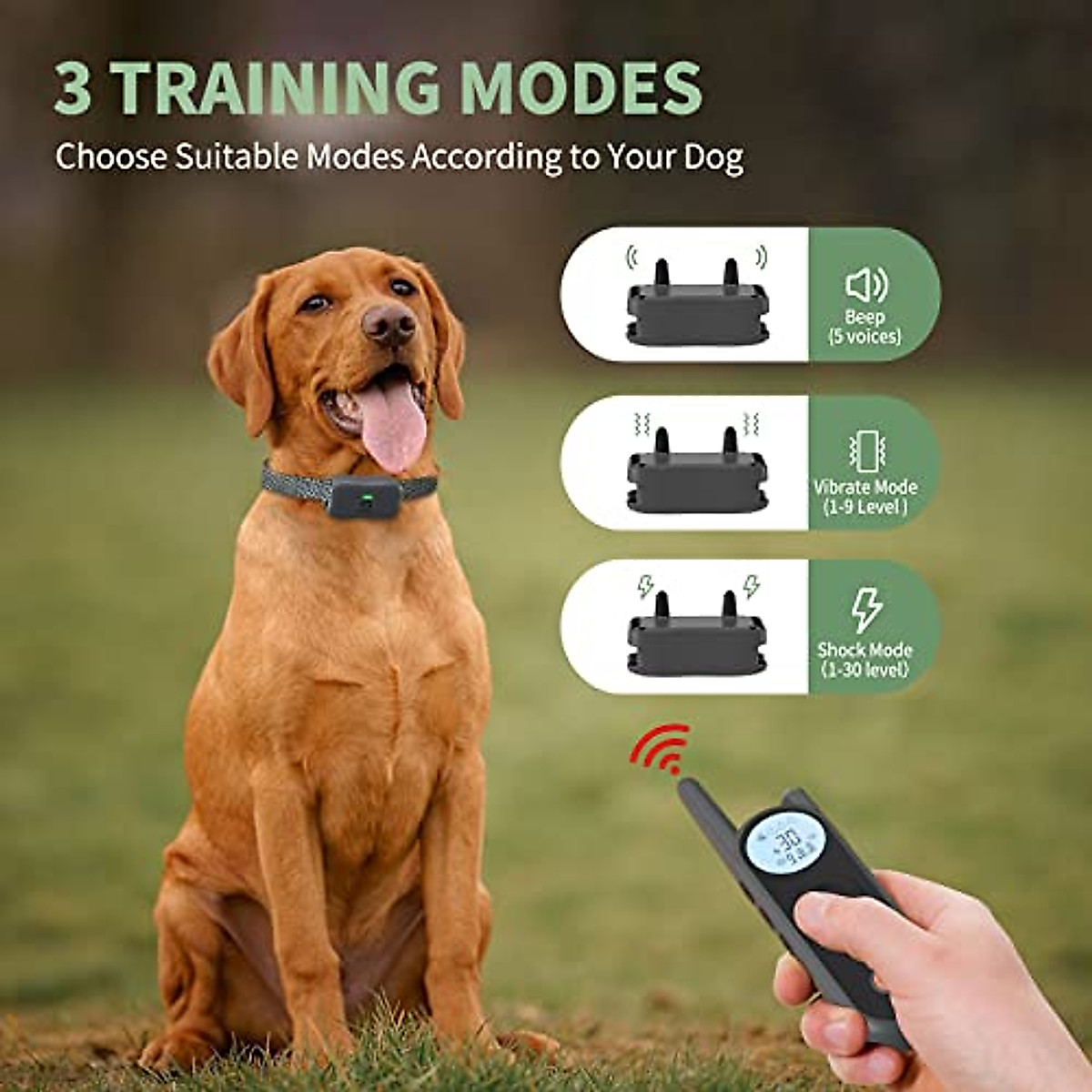 Dog Training Collar with Remote,3/4 Mile Range Dog Shock Collar,Waterproof and Rechargeable with Beep, Vibration, Safe Shock, Light and Keypad Lock Mode for Large Medium Small Dogs (X1 Grey)