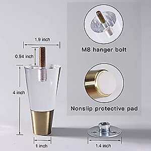 WEKIS Acrylic Furniture Legs 4 Inch Set of 4, Modern Clear Crystal Heavy Duty Furniture Replacement Legs for Sofa, Bench, Couch, Cabinet, TV Stand, Chair, Dresser