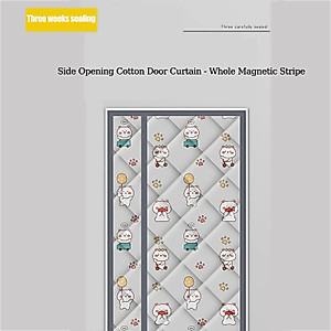 JIXAW Magnetic Thermal Insulated Door Curtain Transparent Thickened Upgraded Thermal Insulated Door Curtain Winter Doorway Oxford Garage Soundproof Blanket for Door,33x80 Inch