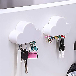 HAPTIME Cloud Key Holder, Magnetic Key Holder for Wall, Cute Decorative Way to Hold Your Keys, Easy to Install, Great for Entryway, Foyer, Garage Door, Fefrigerator etc.(White)