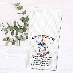Cup of Fuckoffee Funny Unicorn Microfiber Kitchen Tea Bar Towel Gift for Women