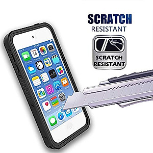 iPod Touch 7 Case Waterproof, DINGXIN IP68 Certified Waterproof Shockproof Dirtproof Snowproof Rugged Case for iPod Touch 7th Generation 2019 (Black)