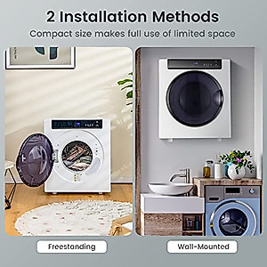 PETSITE Portable Clothes Dryer, Electric Compact Laundry Dryer w/ 3 Heating Levels, IHS & ECO Mode, Stainless-Steel Drum, Overheat Protection, 8.8 lbs Capacity, Ideal for Apartment, Home, Dorm, 1400W, White