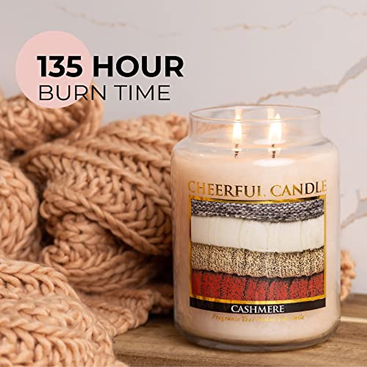 A Cheerful Giver - Cashmere - 24oz Scented Candle Jar - Cheerful Candle -135 Hours of Burn Time, Candles Gifts for Women