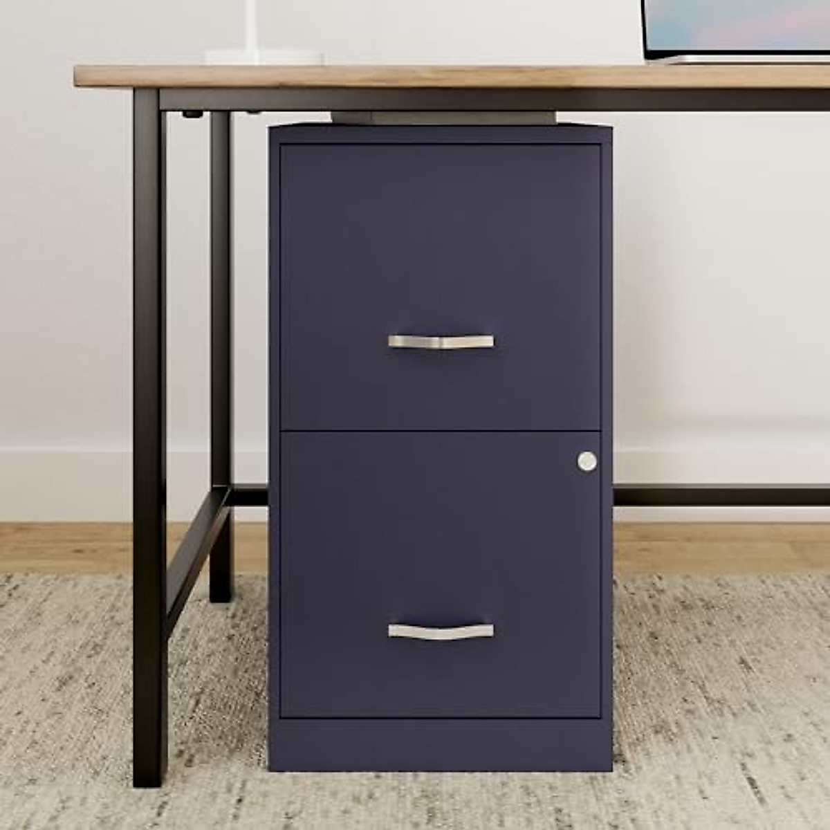 Lorell 2-Drawer File Cabinet, 14.2" x 18" x 24.5", Navy