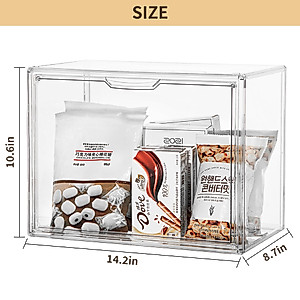 ZLLZUU Clear Storage Bins with Lids, 2 Pack Acrylic Display Case with Magnetic Door for Cosmetic Collectibles Large Figures Models, Stackable Acrylic Storage Box for Home Office Living Room Dorm
