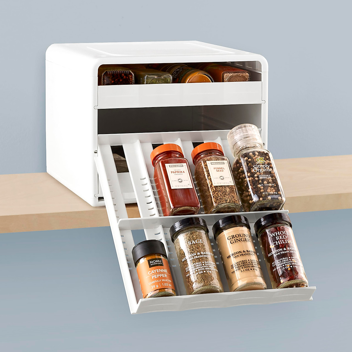YouCopia SpiceStack Spice Rack Organizer, Adjustable, White