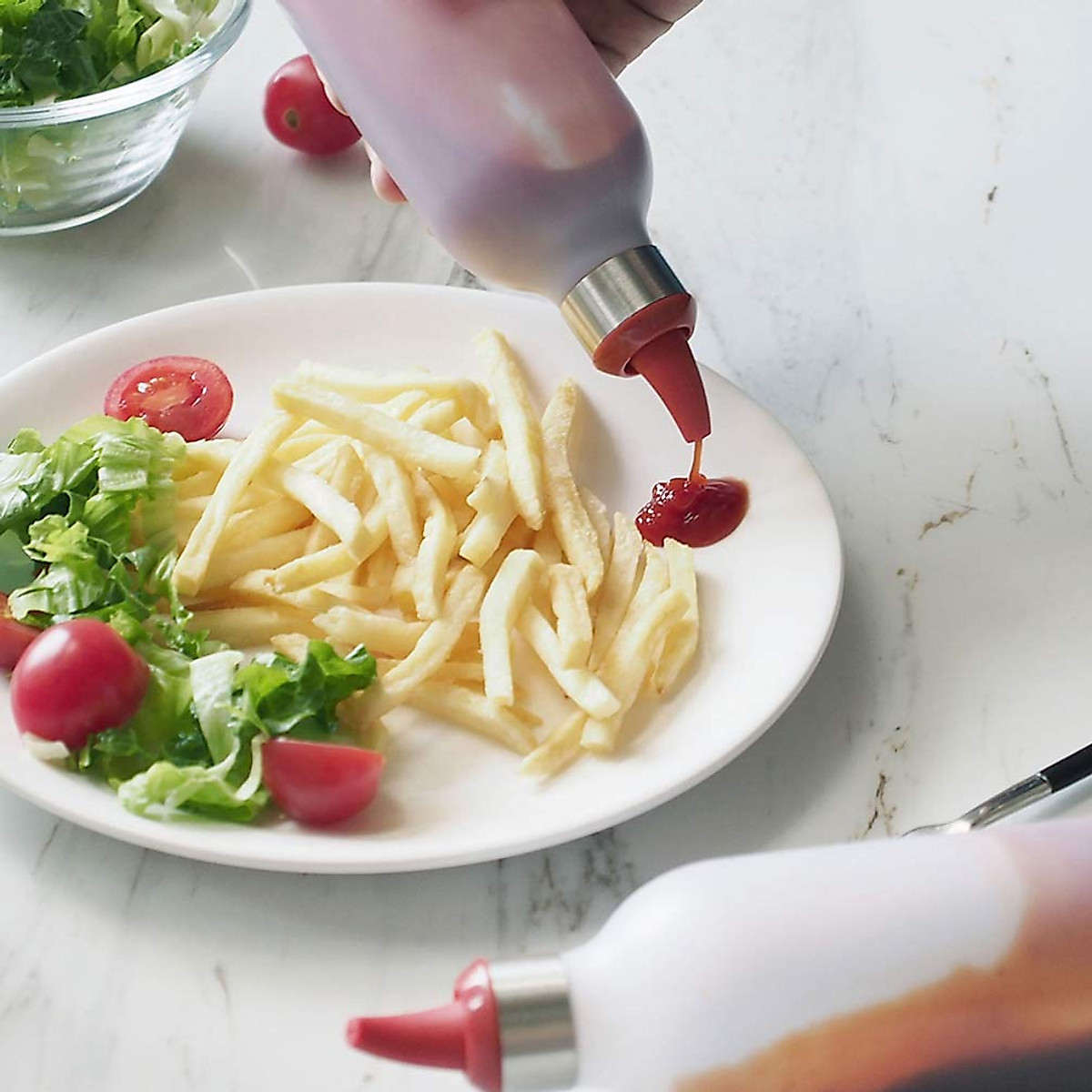 Cabilock 3pcs trp Pump Head Ketchup Soy Sauce Bottle Paint Condiment Sauce Squeeze containers jam Salad Sauce Squirt Bottles Soy Sauce Vinegar lecythus Clear Container Barbecue Tool