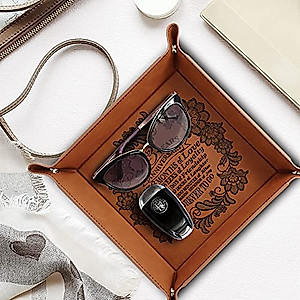 Bella Busta-13 Years Anniversary-Traditional Lace Engraved Art Work Design for 13th Anniversary-Engraved Leatherette Valet Tray (Rawhide)