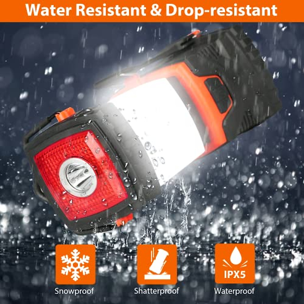 LED Camping Lantern, Rechargeable Flashlights with 3000LM, Dimmable Battery Powered Camping Lights, Daylight Warm Light 8 Modes, 4400mAh Power Bank, Portable Waterproof Tent Light for Hiking, Survival