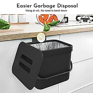 FODISU Small Garbage Can with Lid 1.8 Gallon Wall-Mounted Trash Can, 7 Liter Hanging Trash Can for Kitchen Cabinet Door, Under Sink Garbage Can, Countertop Compost Bin for Bathroom, Kitchen