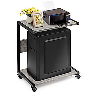 Computer Tower Stand, C-Shape Tall 2-Tier Pc Stand, Computer Tower Floor Stand with Lockable Wheels,Mainly Placed Computer Cases and Printers，Suitable for School, Office, Home(Grey)