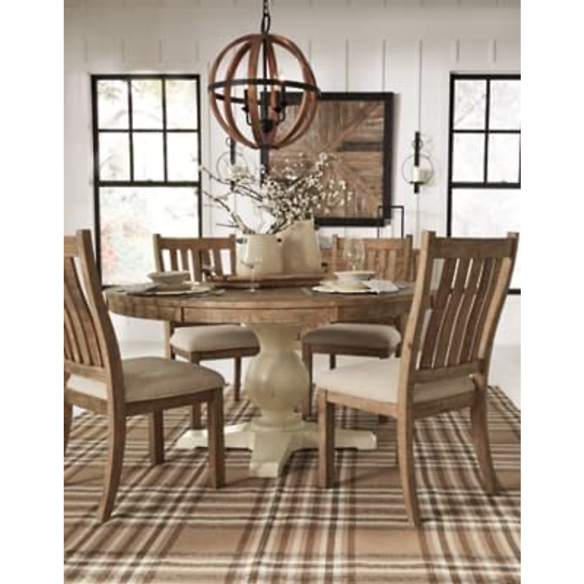 Signature Design by Ashley Grindleburg Farmhouse Upholstered Dining Room Chair, Light Brown