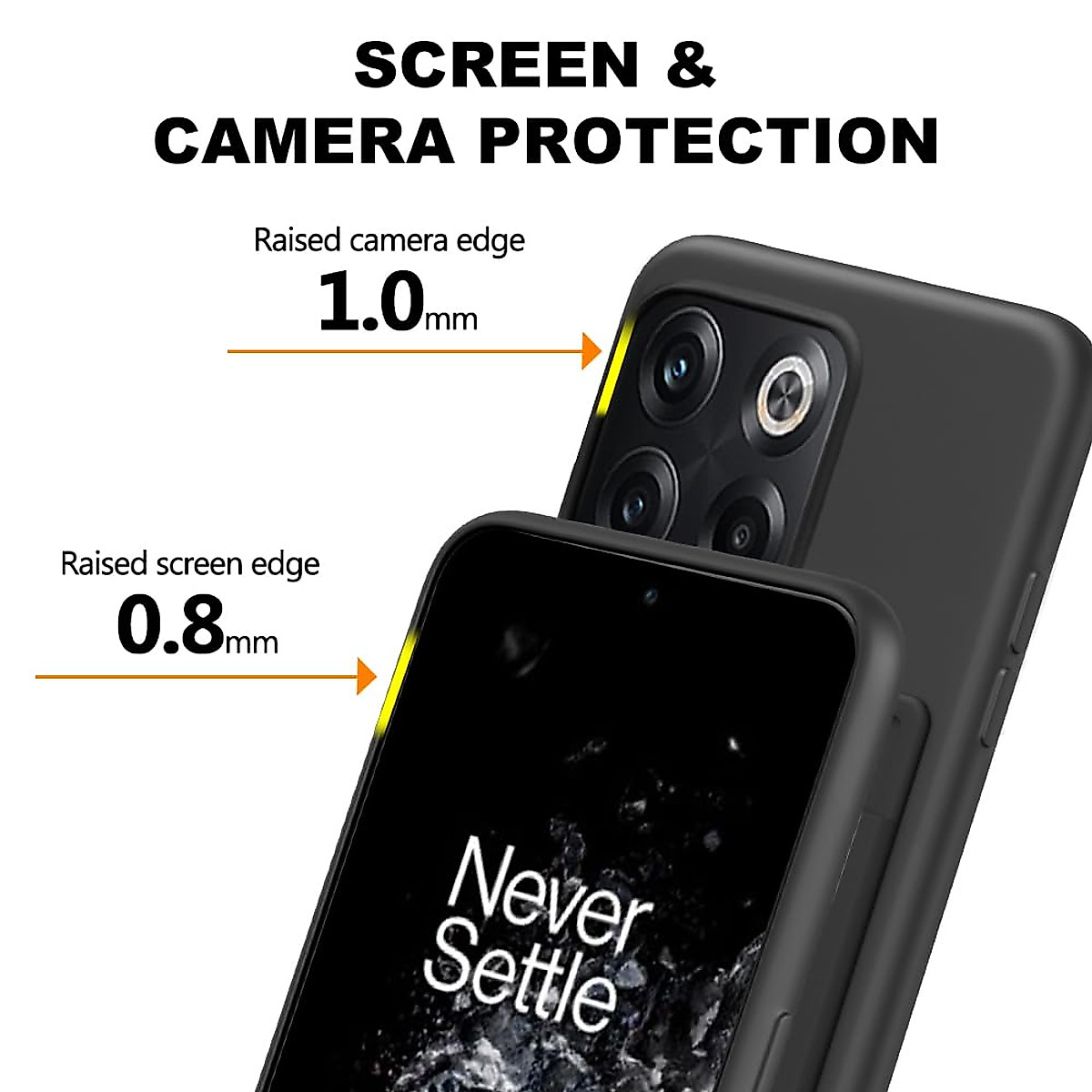 Anneey for Oneplus 10T 5G Phone Case with Tempered Glass Screen Protector, Card Holder with Ring Stand case for 1+ 10T 5G Cover - Black