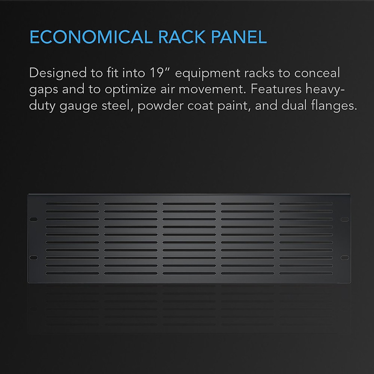AC Infinity Rack Panel Accessory Vented 3U Space for 19" Rackmount, Heavy-Duty 3mm Gauge Steel, Black