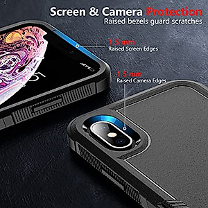 SPIDERCASE for iPhone Xs Max Case, [10 FT Military Grade Drop Protection] [Non-Slip] [2 pcs Tempered Glass Screen Protector] Shockproof Airbag Cushion Protective Case for iPhone Xs Max 6.5” (Black)