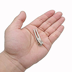 60 Pcs Double Prong Curl Clips 1.8" Setting Clips for Hair Styling, Bows, and Salon Use - Silver